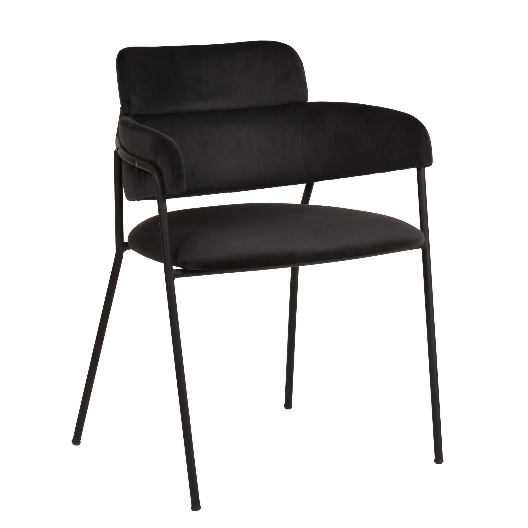 Axis Upholstered Dining Chair with Curved Open-Back and Arms and Black ...