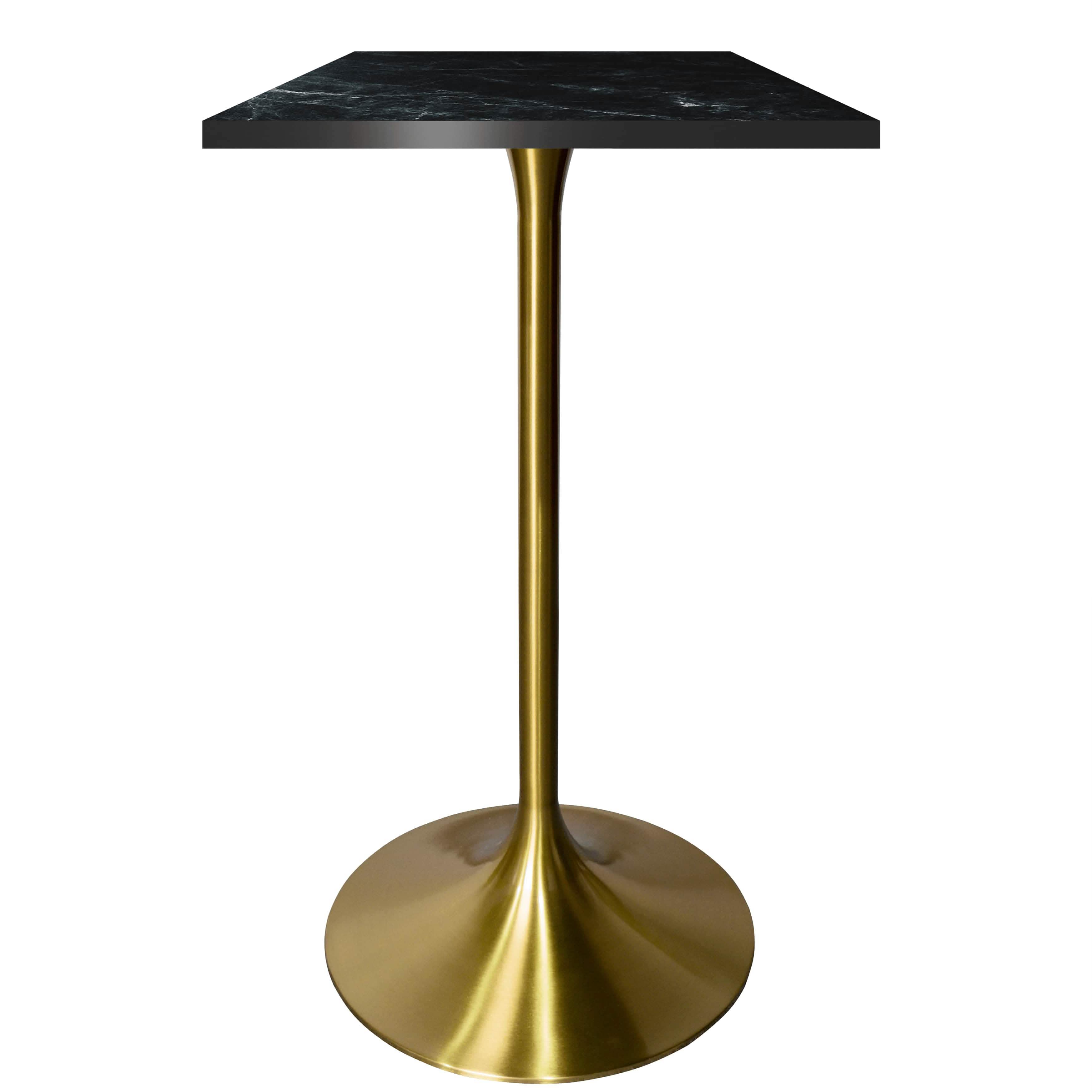 Verve 24" Square Top Bar Height Table, Brushed Gold/Black/White Stainl ...
